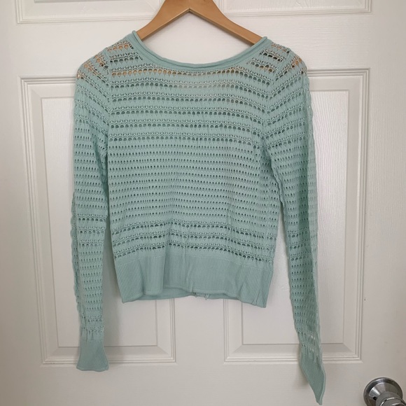 Modcloth | Sweaters | Modcloth Olive And Oak Mint Green Crochet Open ...